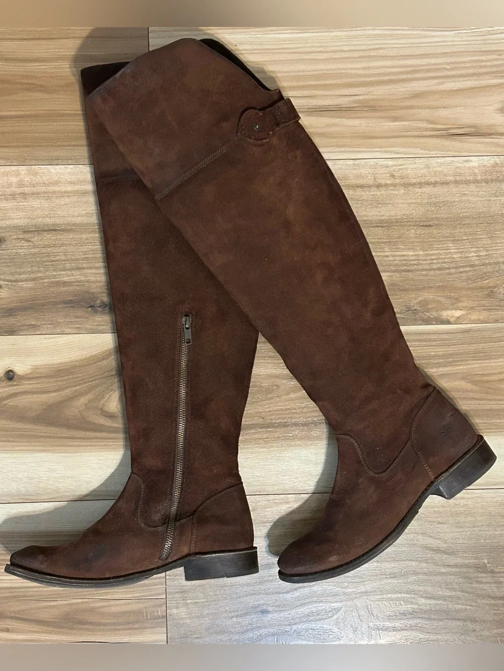Frye | Shoes | Rare Frye Distressed Brown Suede Leather Overtheknee ...